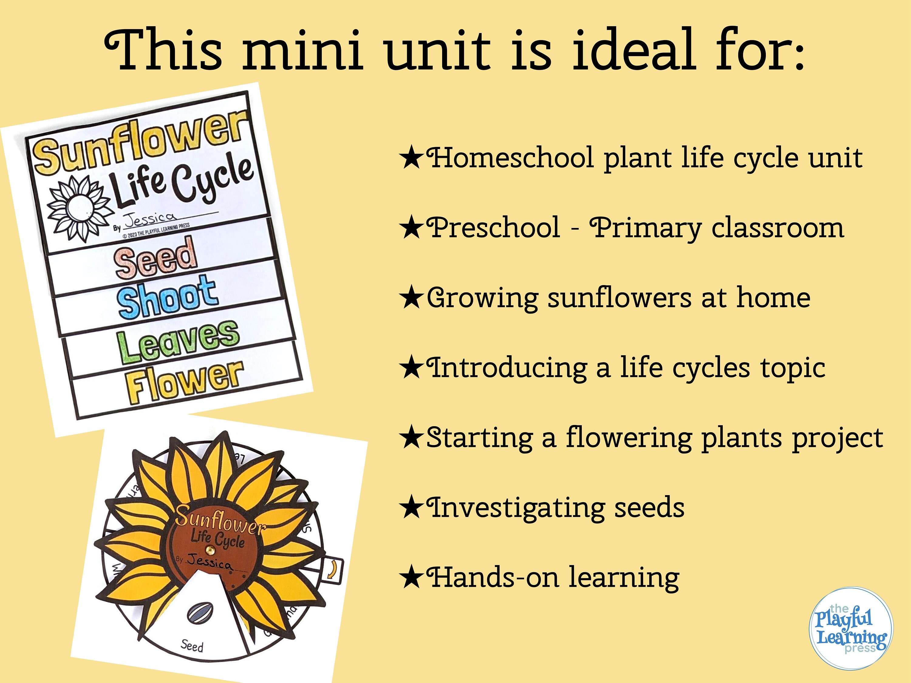 Sunflower Plant Life Cycle Unit and Sunflower Growing Log for ...