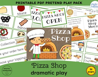 Printable PERSONALIZED Pretend Play Restaurant Set - Pizza Shop ...