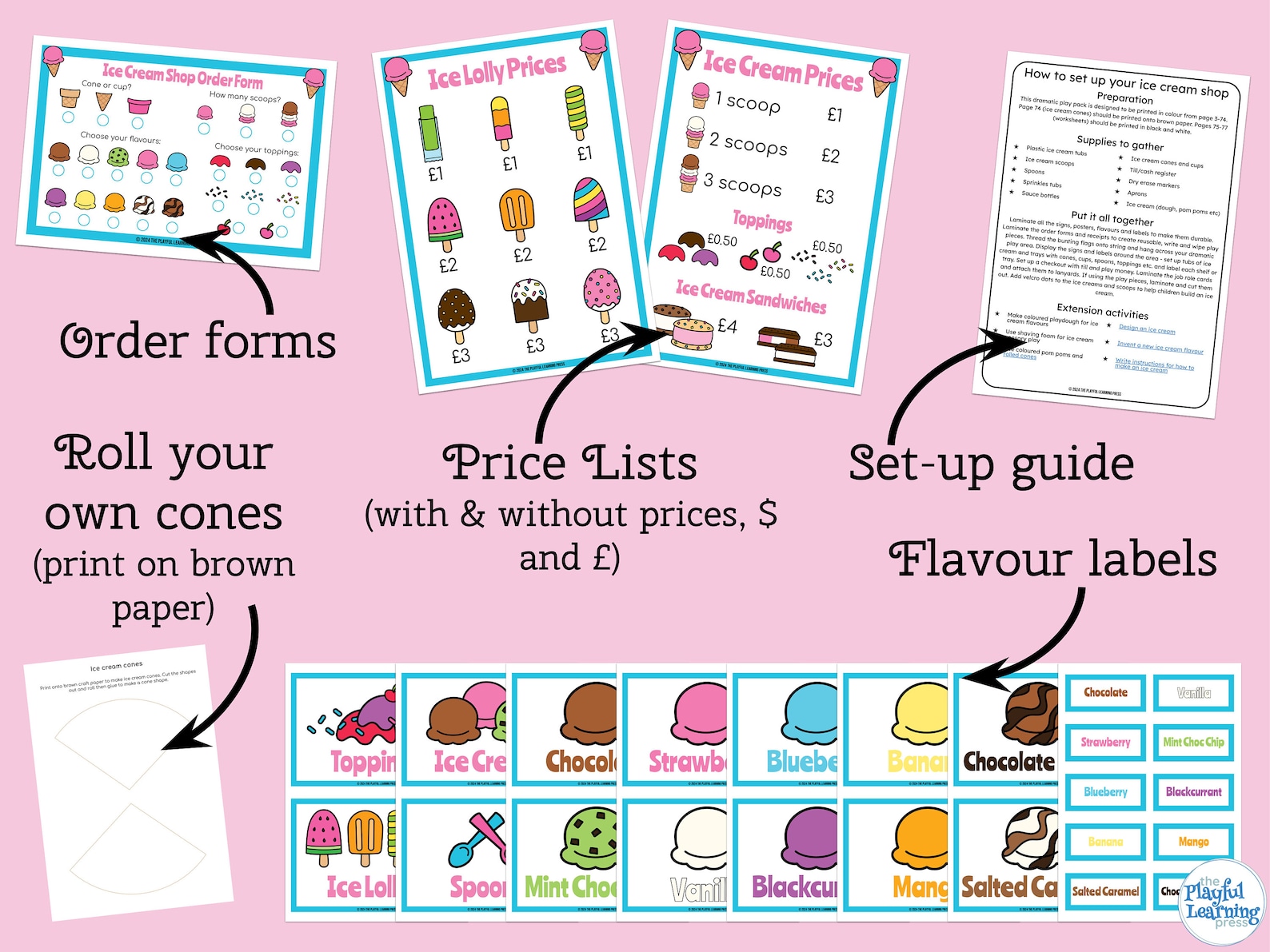 Ice Cream Shop Dramatic Play Printables for Pretend Play Ice Cream ...