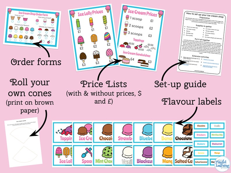 Ice Cream Shop Dramatic Play Printables: Summer Pretend Play Ice Cream ...