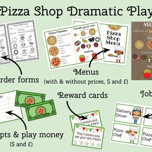Pizza Shop Dramatic Play Printables for Pretend Play Pizza Restaurant ...