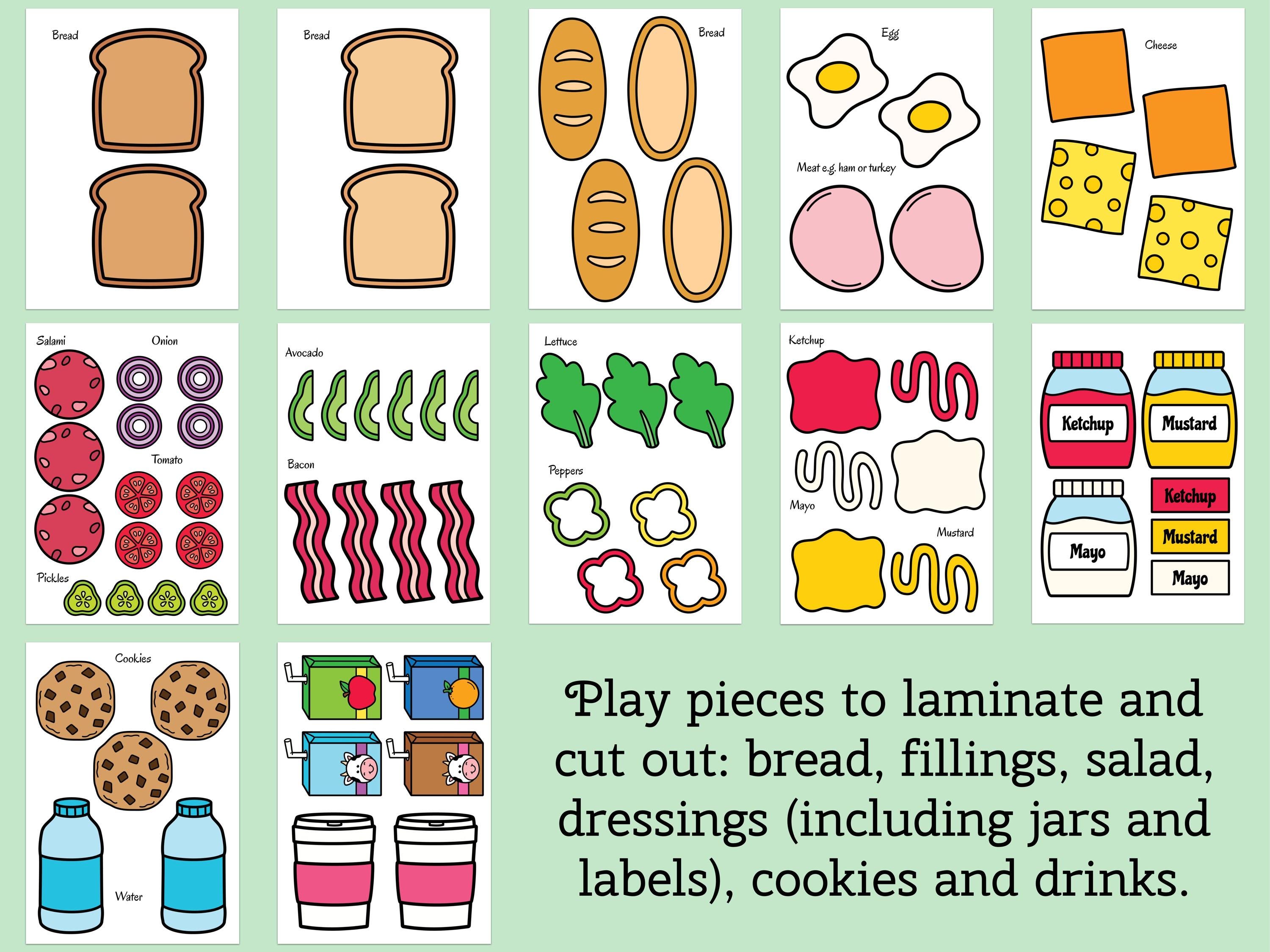 Sandwich Shop Dramatic Play Printables for Pretend Play Cafe, Sandwich ...