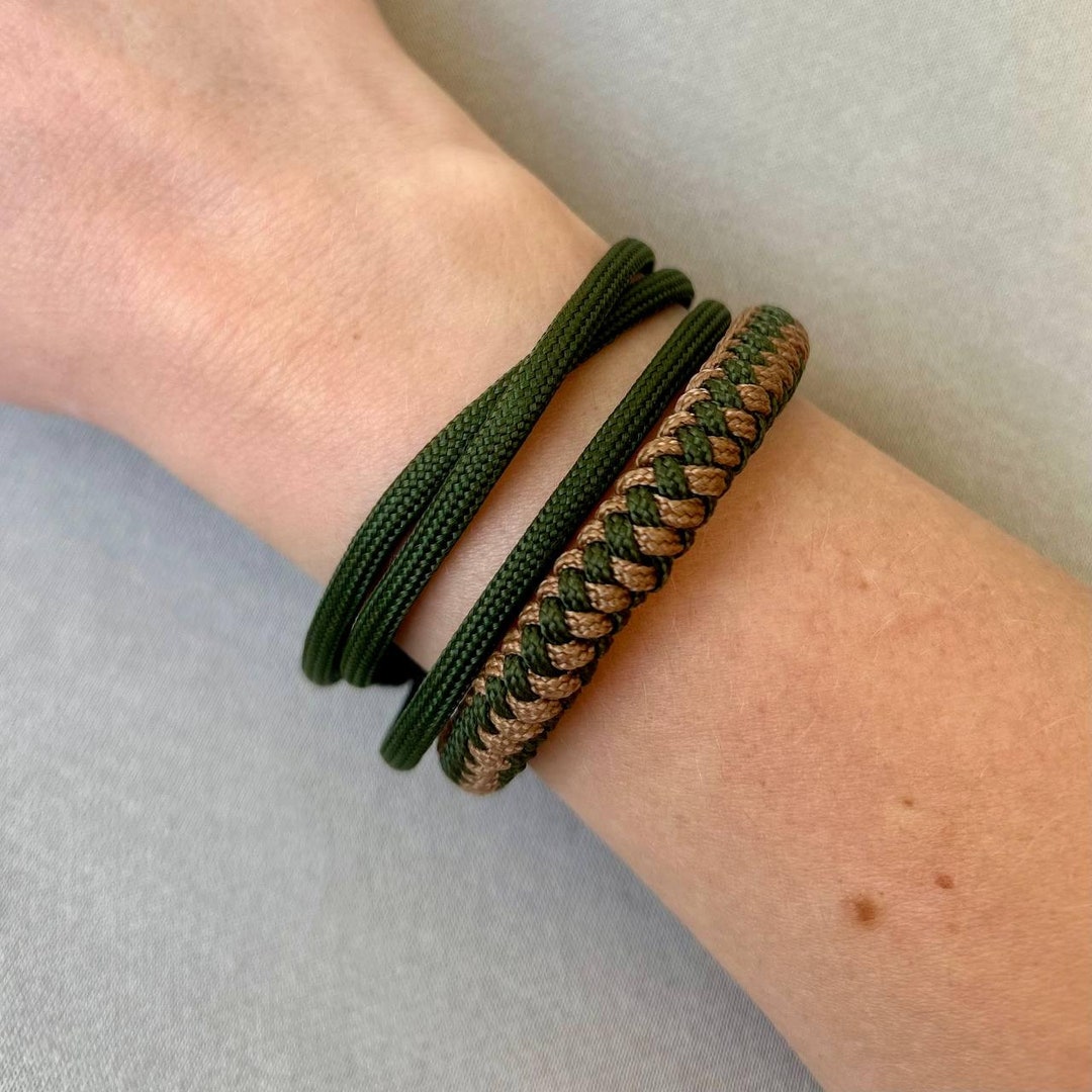Green Set of Bracelets for Men Green Paracord Bracelet Green Rope ...