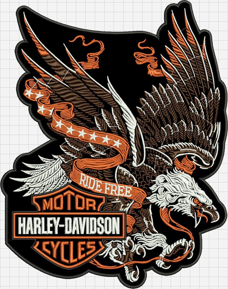 Harley Davidson Eagle Wings Back Patch Embroidered Motorcycle Jacket Patch Large 12 Inches Patch ...