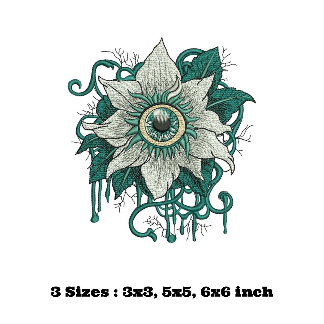 Floral Eye Embroidery Design - Unique Eye Flower Machine Embroidery ...