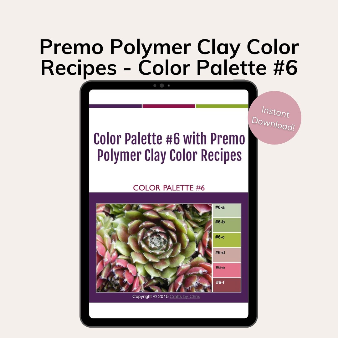 6 Premo Polymer Clay Color Mixing Recipes for Color Palette 6, Polymer ...