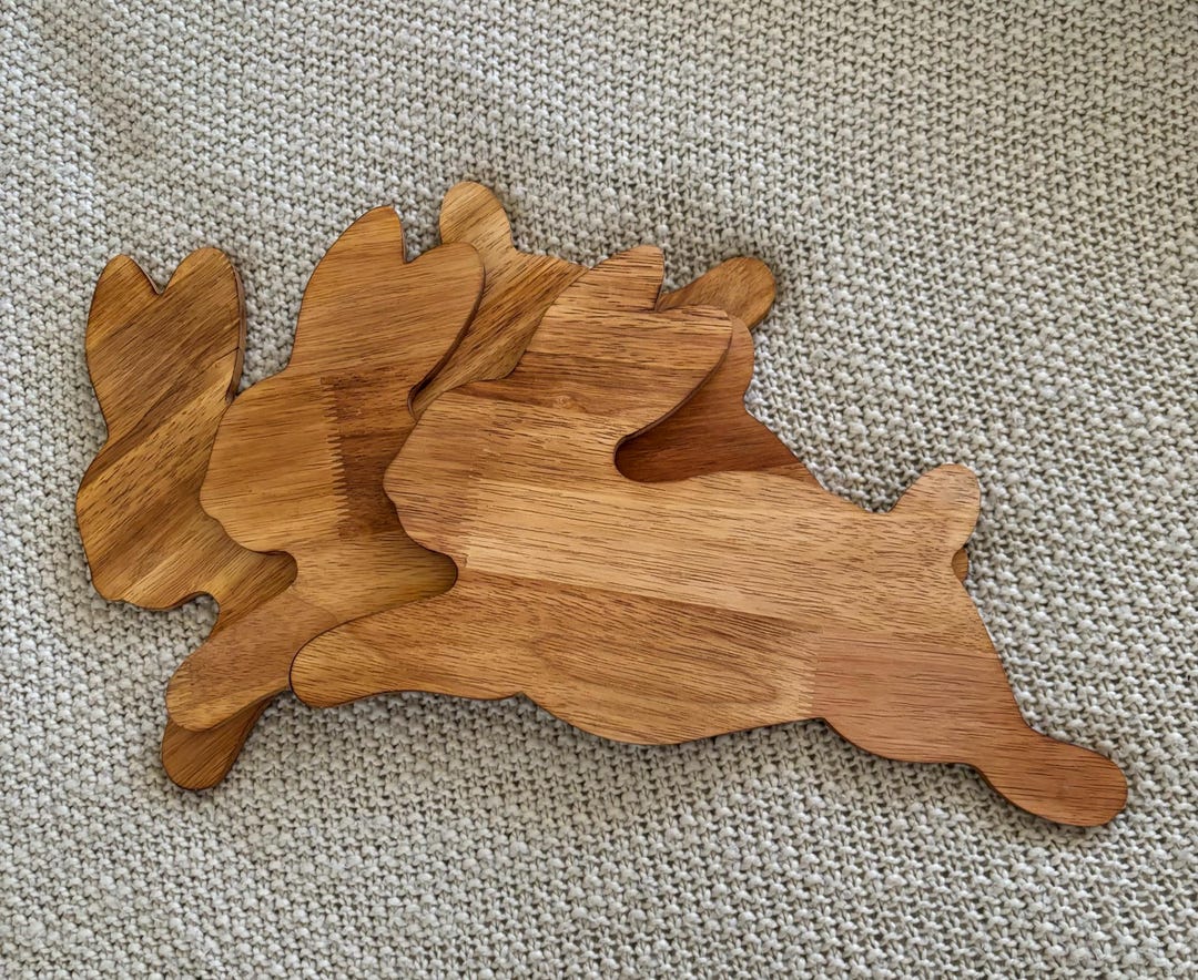 Wooden Easter Bunny Rabbit Serving Trays or Decoration. Lot of 3. New ...
