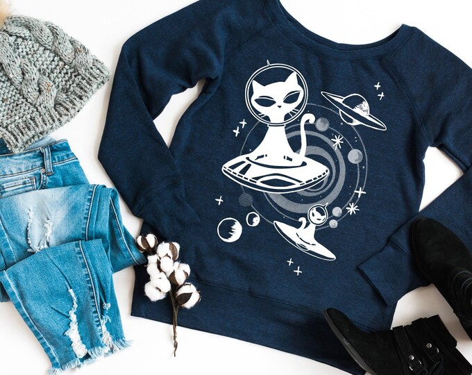 Alien Cat Shirt, Sweater or Sweatshirt | Cat Lover Gift for Women ...