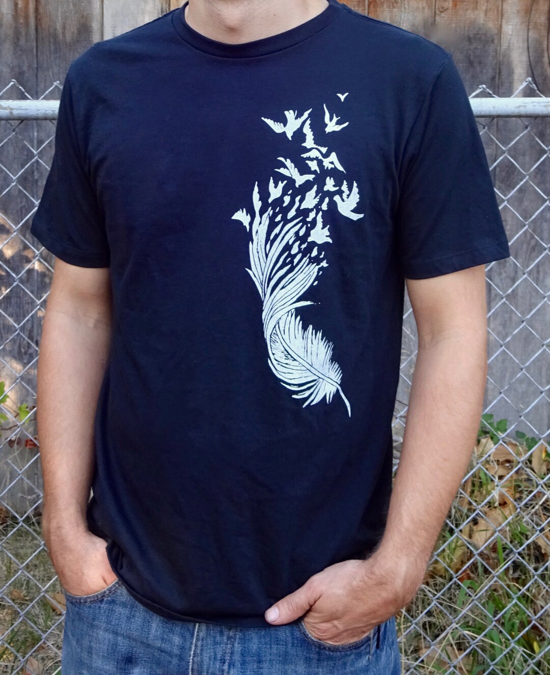 Bird Feather Graphic Tee | Mens Nature Shirt - Etsy