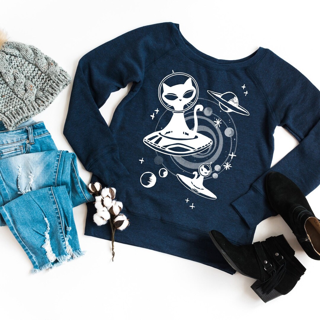 Alien Cat Shirt, Sweater or Sweatshirt Cat Lover Gift for Women Space ...