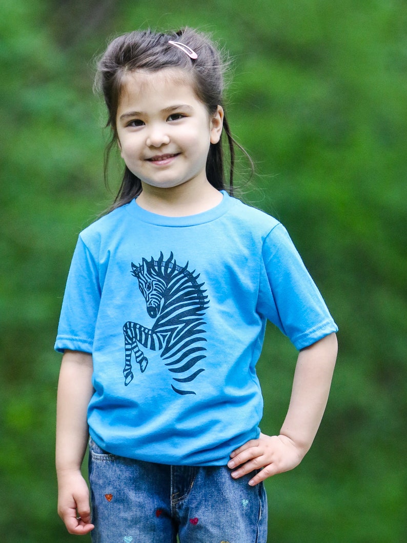 Kids Zebra Print T Shirt Safari Animal Prints on Vegan - Etsy