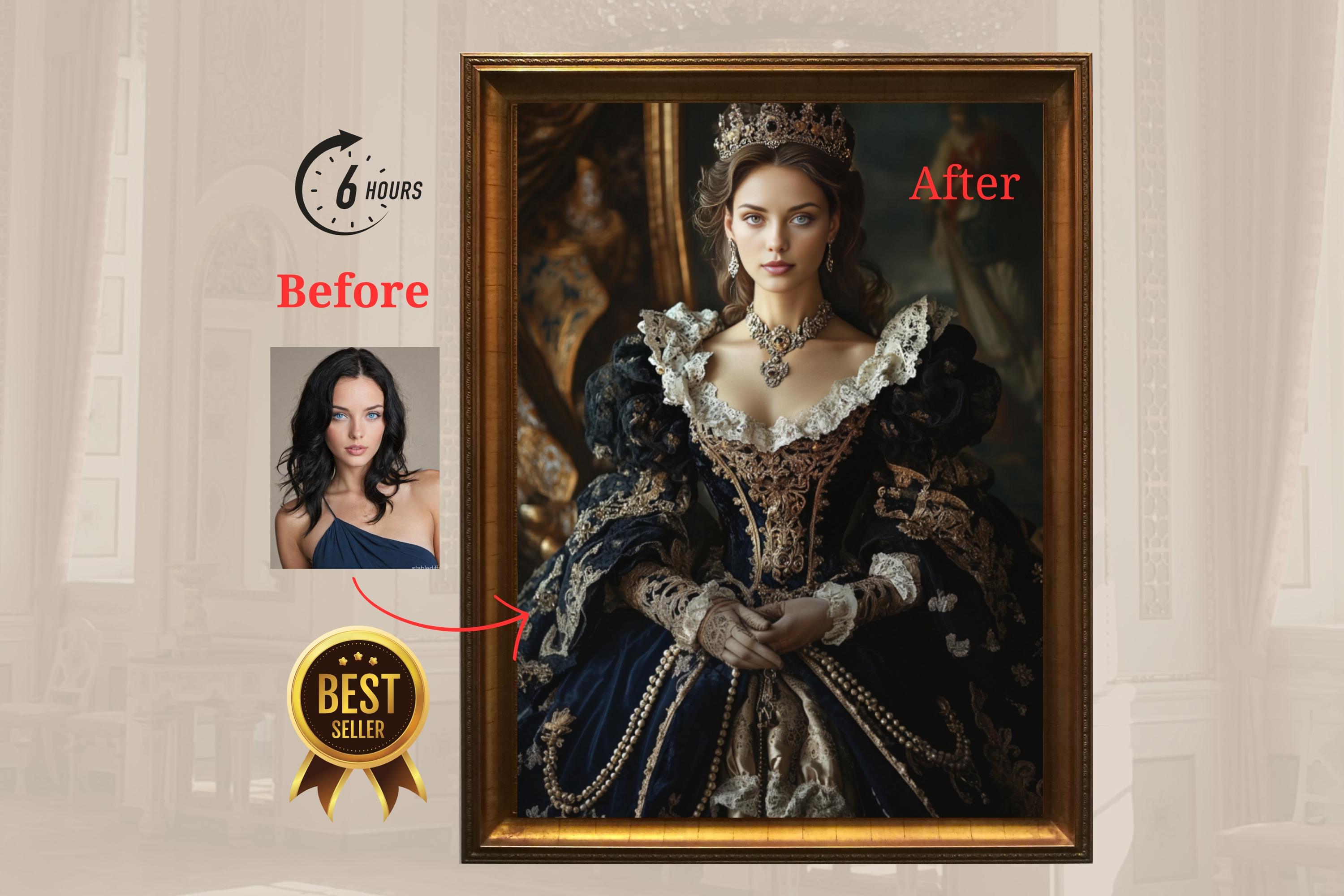 Custom Royal Queen Portrait Renaissance Victorian Portrait From Photo ...