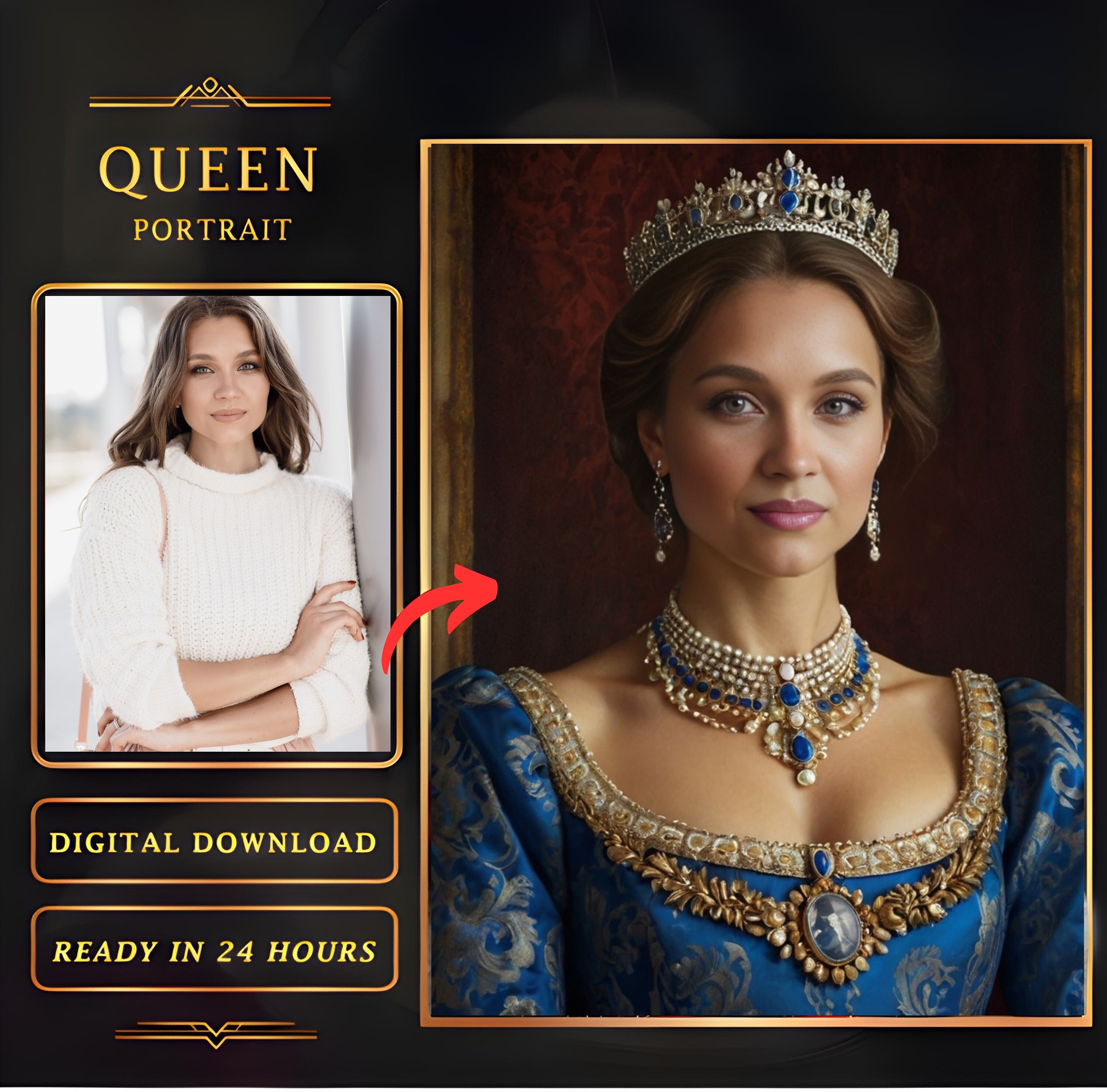 Custom Royal Portrait Customized Renaissance Portraits Best Unique Gift ...