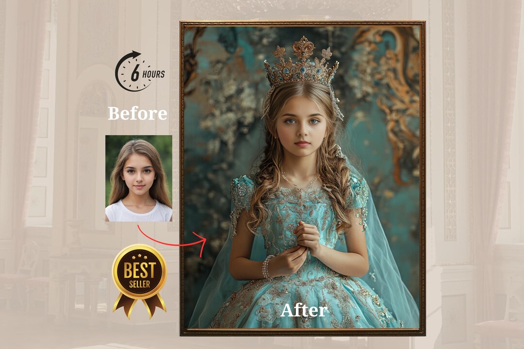 Custom Princess Portrait Princess Photo Kids Princess Portraits Royal ...