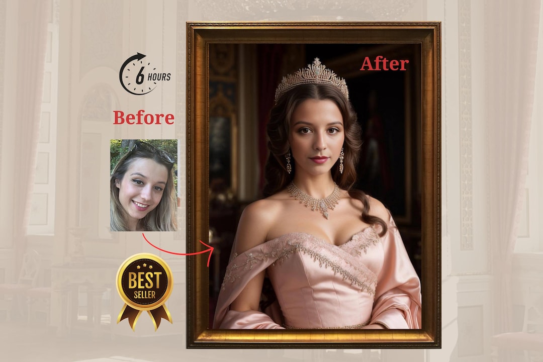 Personalized Royal Portrait Princess Custom Portrait Gift for Girls ...