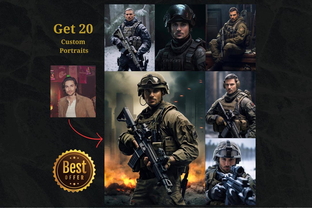 20 Custom Soldier Portrait From Photo Personalized Vintage Military ...