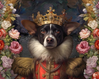 Queen Royal Portrait Regal Dog Portrait Renaissance Pet Art Royal King ...
