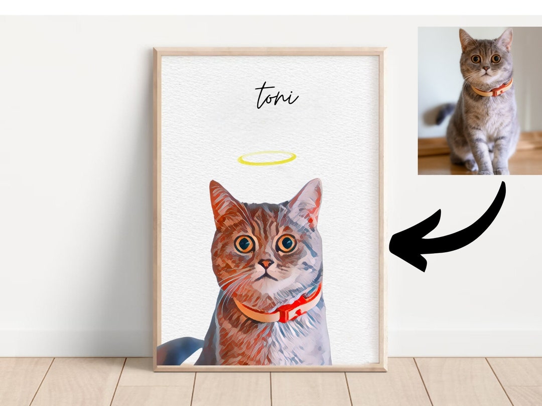 Custom Watercolor Pet Memorial Portraits Using Pet Photo Personalized ...