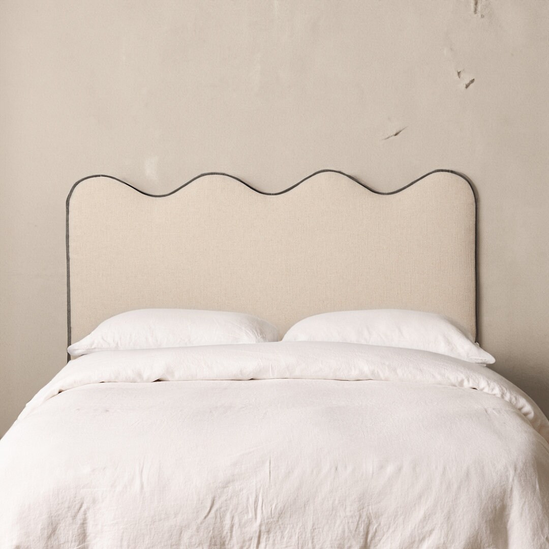 Louis Boucle Upholstered Bed Frame - Scalloped Headboard - Single to ...