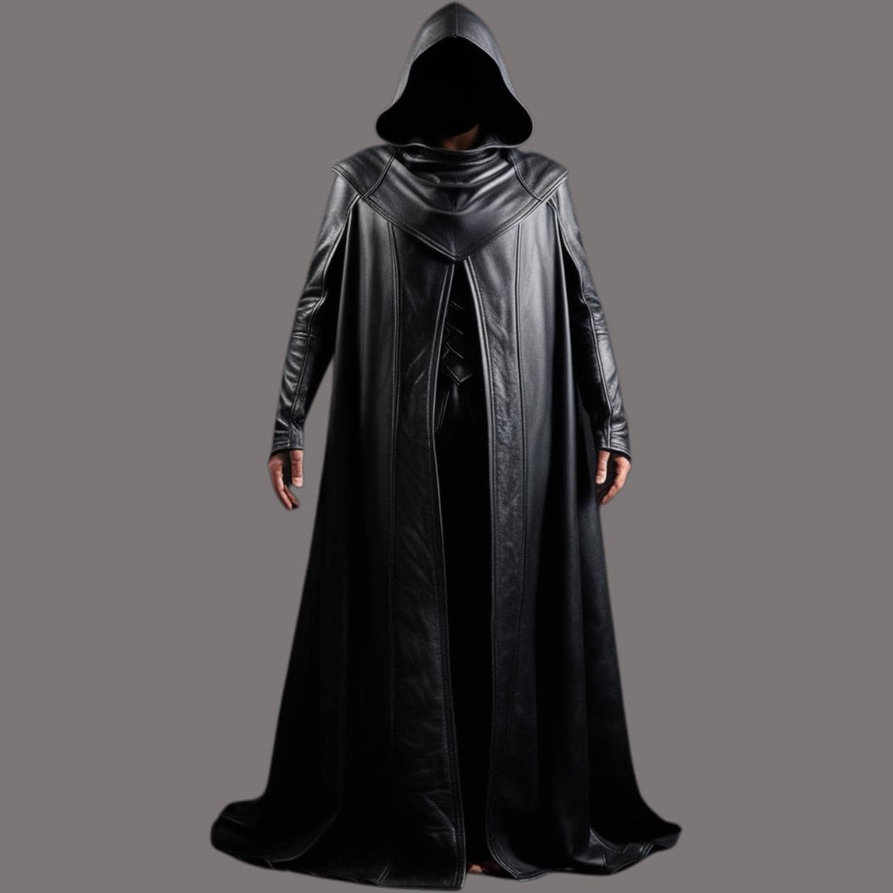 Medieval Black Leather Cloak/cosplay Cloak/long Hooded Cloak/handmade ...