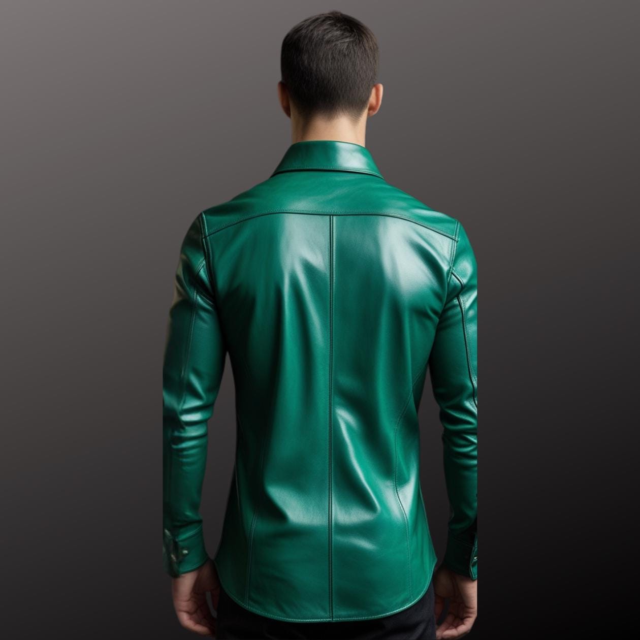 Men's Green Leather Shirt - Stylish and Sleek - Handmade Genuine ...