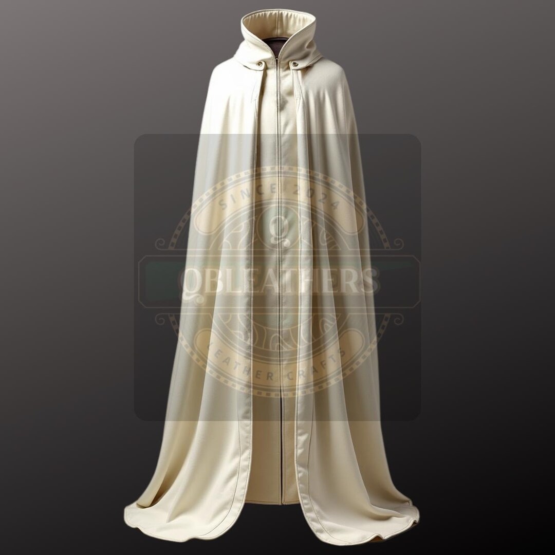 Handmade White Leather Cloak: High-collar Cape, Cosplay Costume - Etsy
