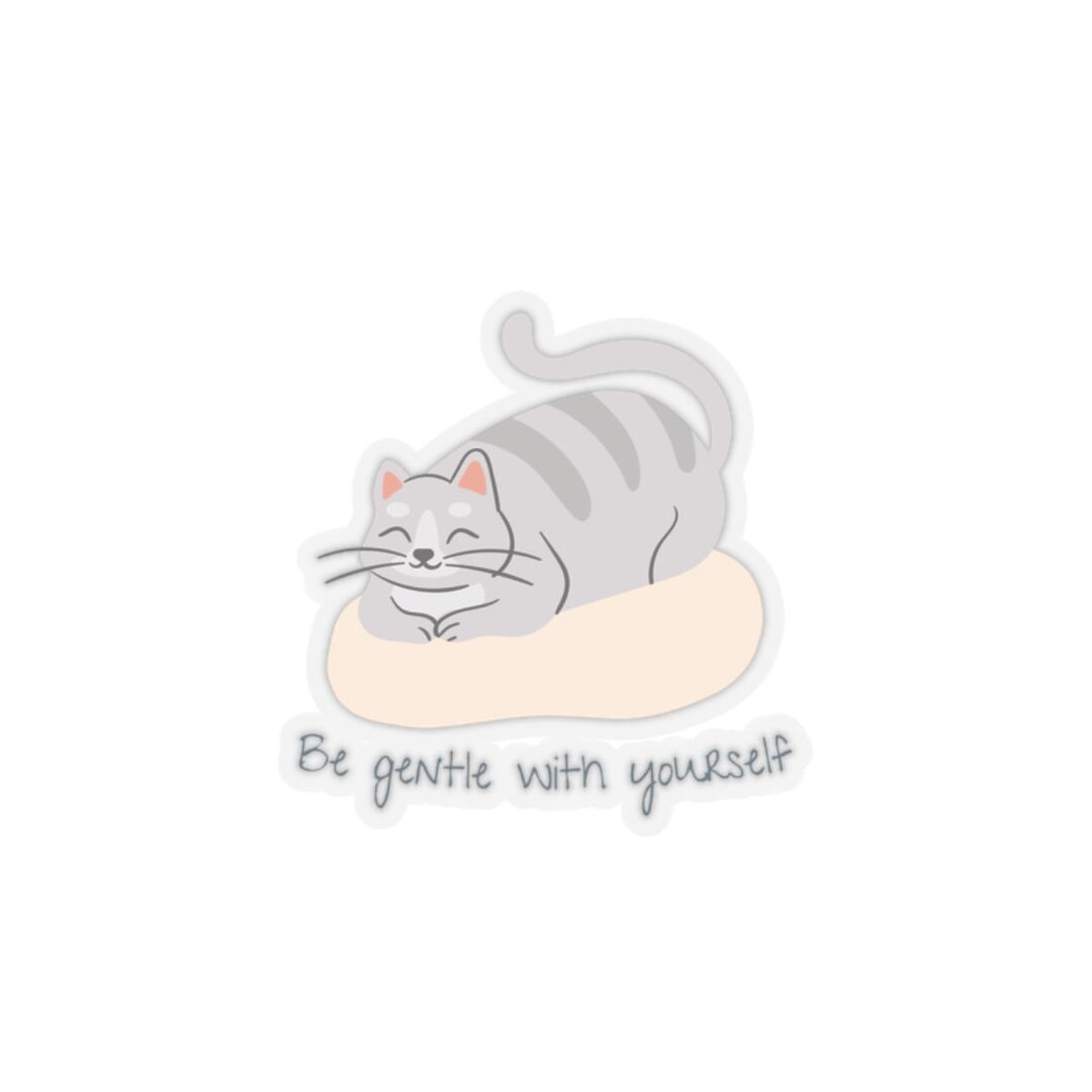 Cuddle Cat Kiss-cut Stickers, Self-care Stickers, Cat Lover Gift ...