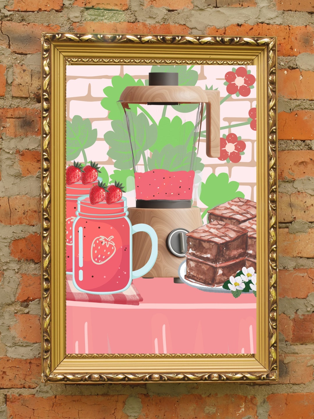 Pink Coquette Kitchen Print, Coattagecore Kitchen Art, Maximalist Wall ...