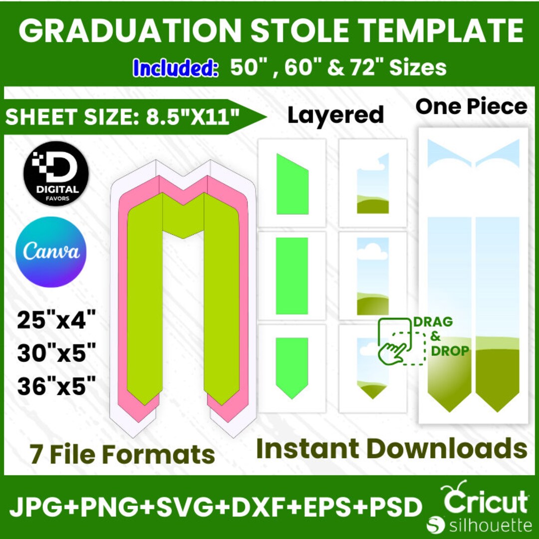 Graduation Stole Template Bundle, Graduation Stole Svg, Stole Grad 2024 ...