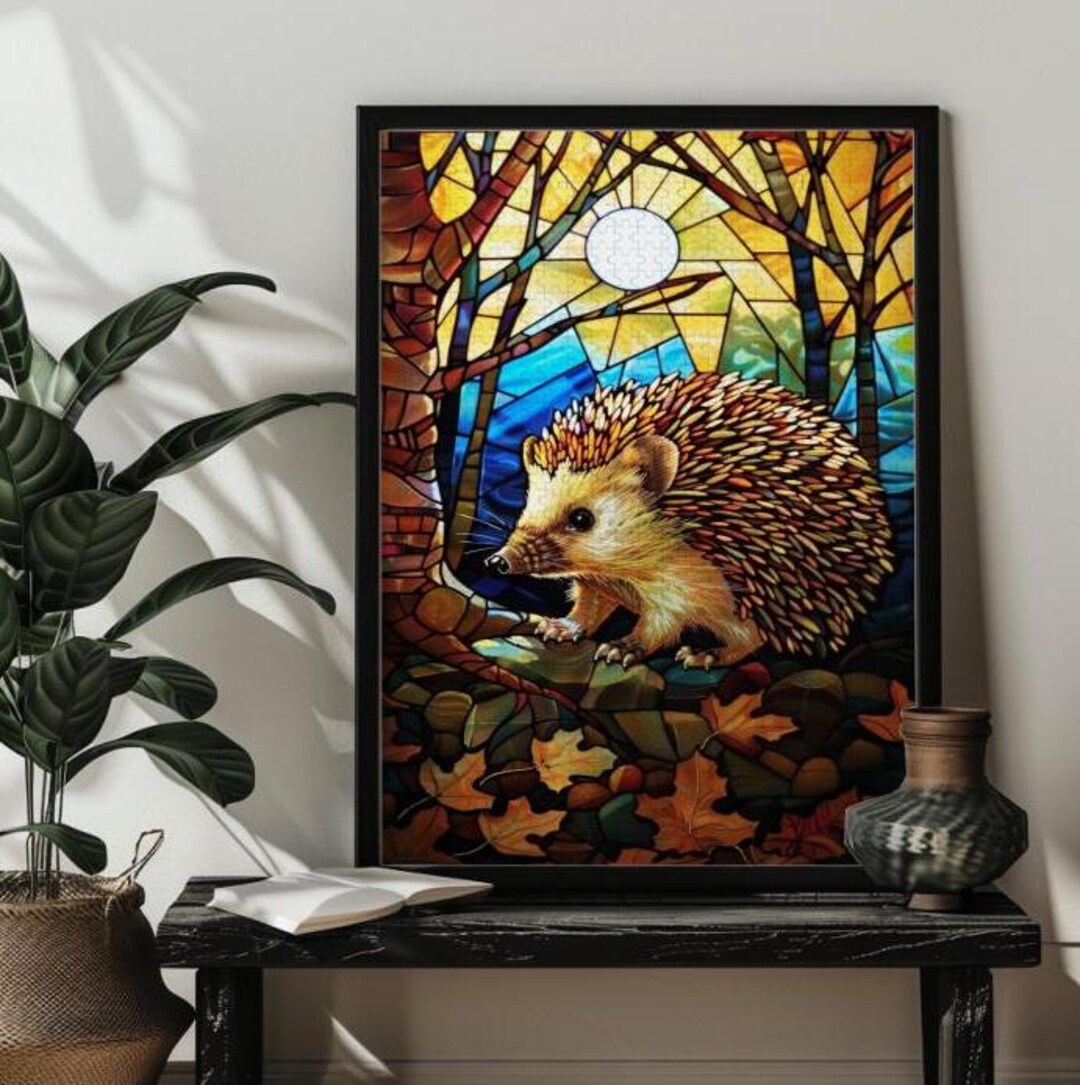 Stained Glass Hedgehog Jigsaw Puzzle 200，300,500,1000 Piece,fall Autumn ...