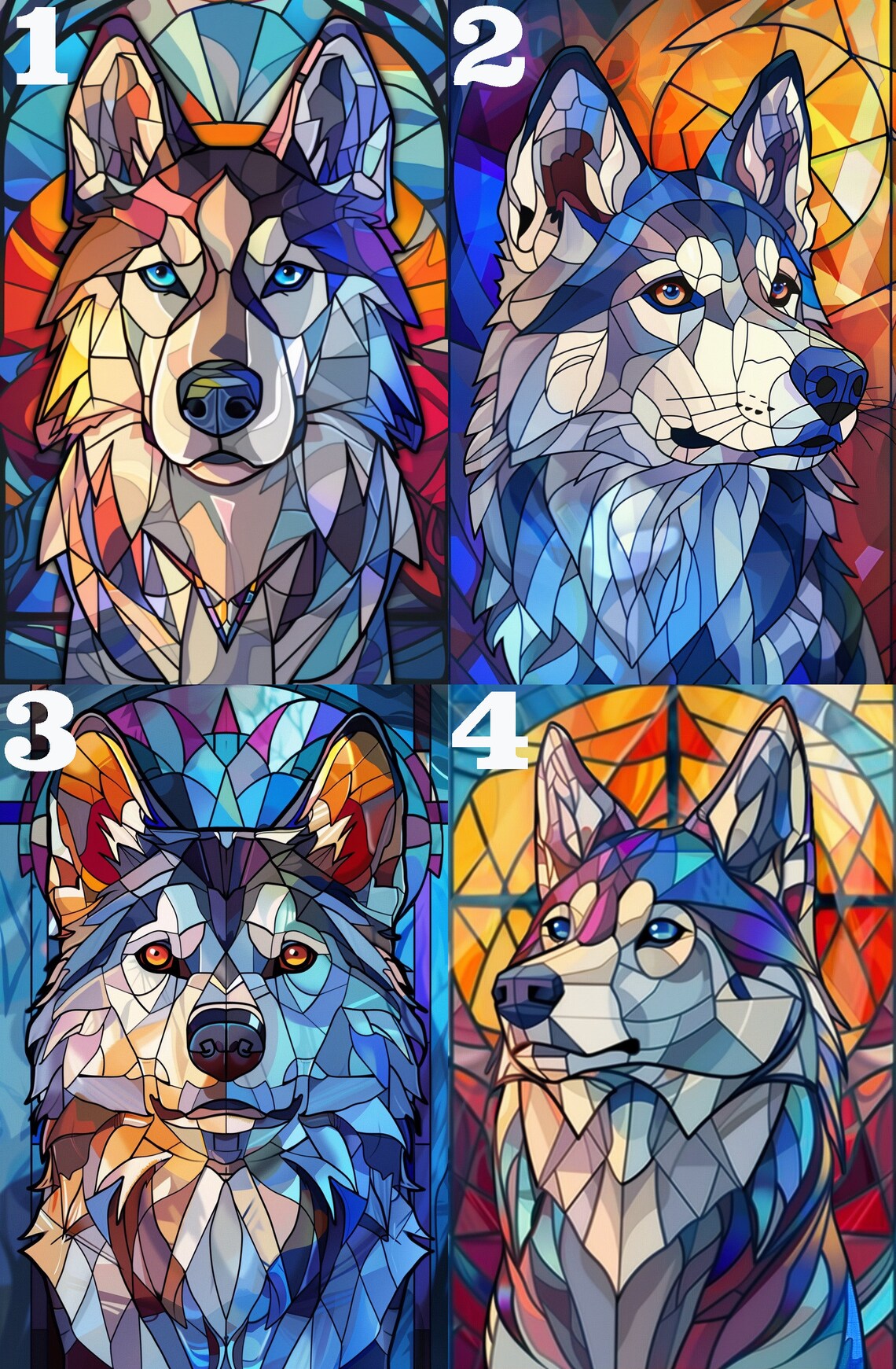 Stained Glass Husky Jigsaw Puzzle，colorful Husky Dog Puzzles Art，husky ...