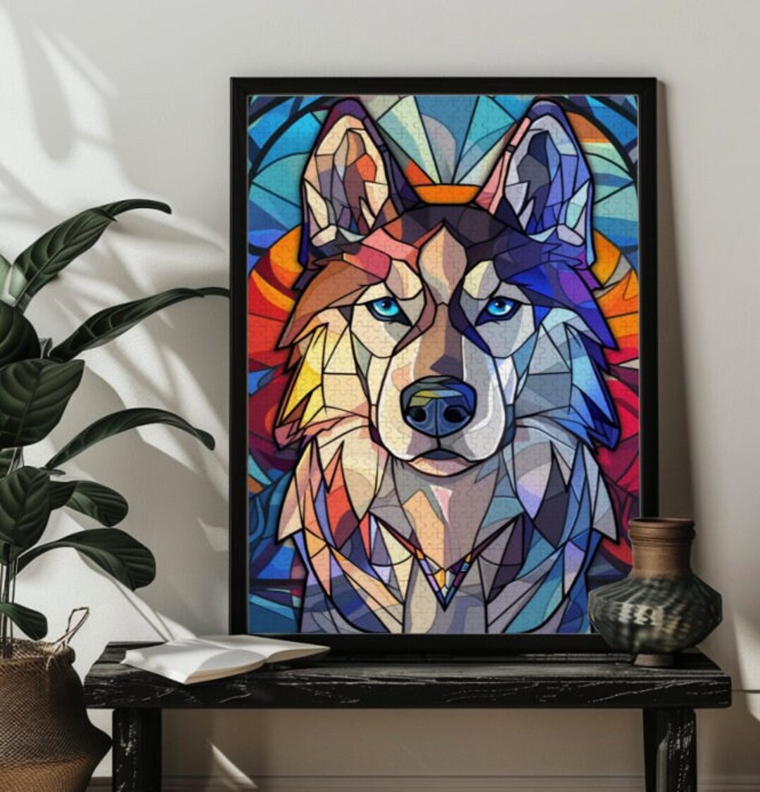 Stained Glass Husky Jigsaw Puzzle，colorful Husky Dog Puzzles Art，husky ...