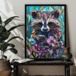 Stained Glass Raccoon Jigsaw Puzzle，200/300/500/1000 Wood Raccoon ...