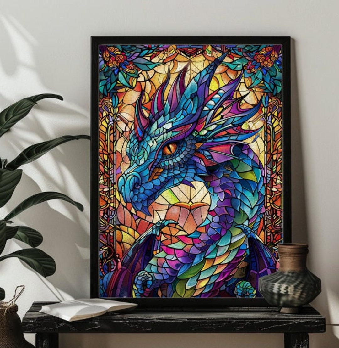300,500,1000 Piece Stained Glass Dragon Jigsaw Puzzle,dragon Wood ...