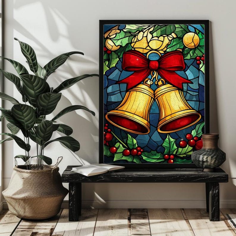 Stained Glass Christmas Bell Jigsaw Puzzles for Adults，christmas Bells ...