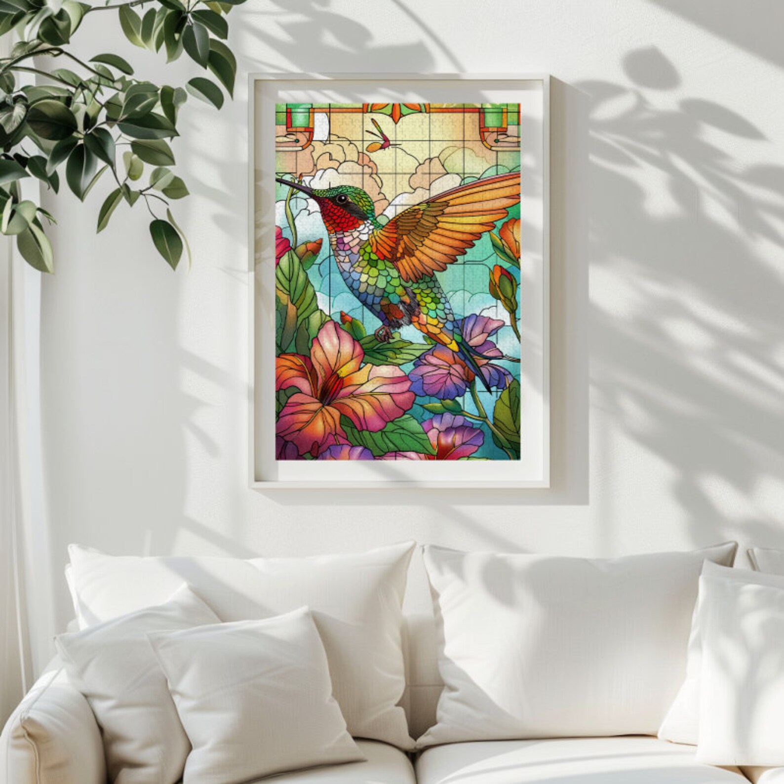 Stained Glass Hummingbird Jigsaw Puzzle for Adults 300,500,1000 Piece ...