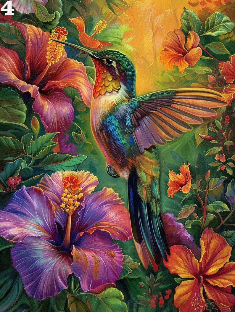 Hummingbird 5D DIY Diamond Painting Kits With AB Drill Diamond Art Soft ...