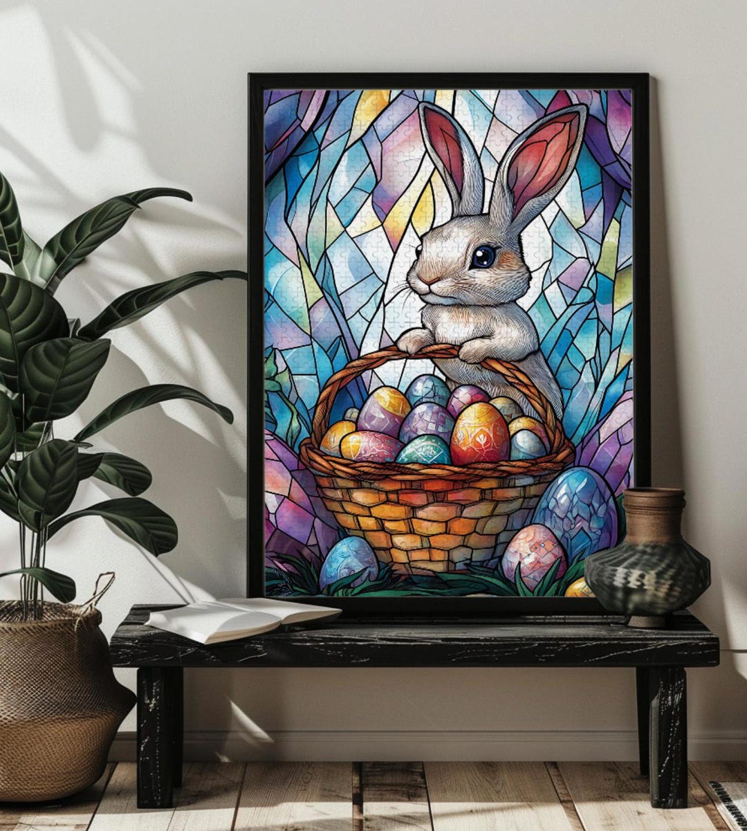 Stained Glass Easter Bunny Jigsaw Puzzle 200/300/500/1000 Easter Bunny ...