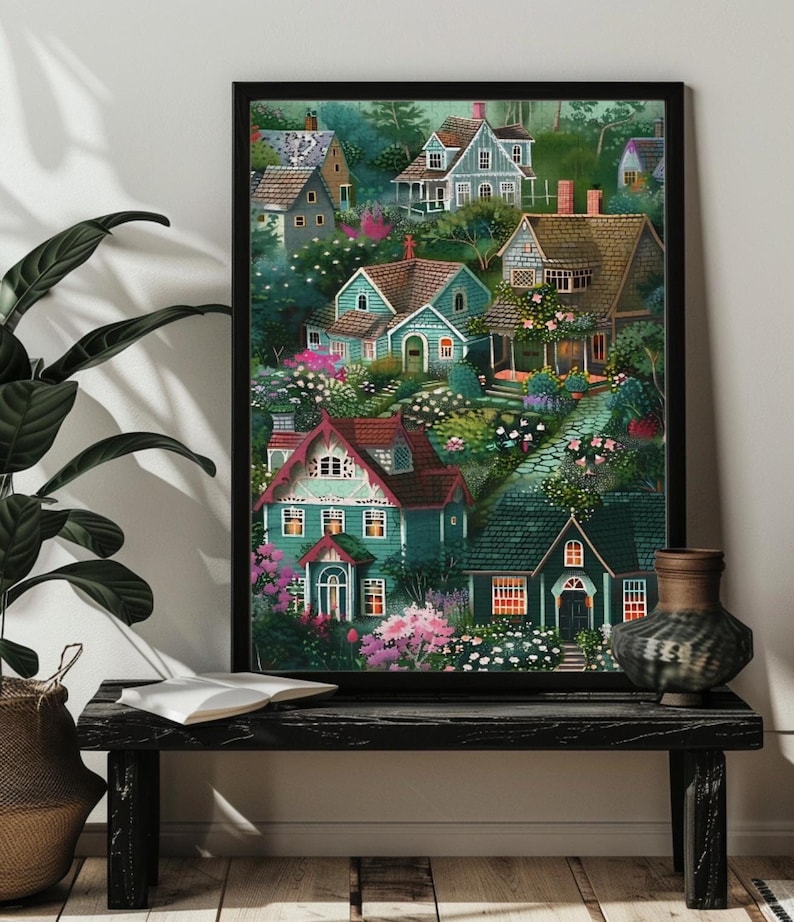 Cottagecore Village Jigsaw Puzzle 200/300/500/1000 Whimsical Spring ...