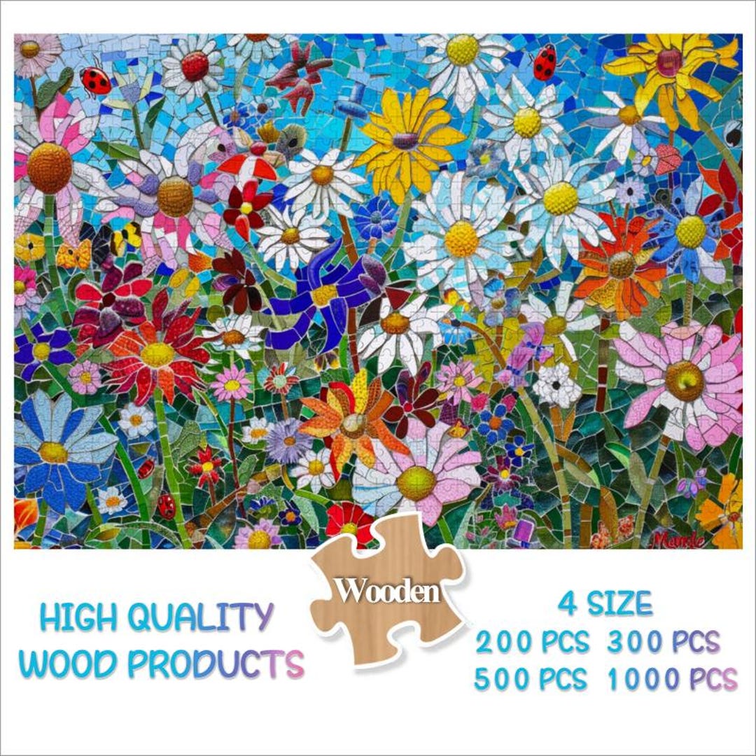 Stained Glass Flowers Jigsaw Puzzle for Adults 200/300/500/1000 Pieces ...