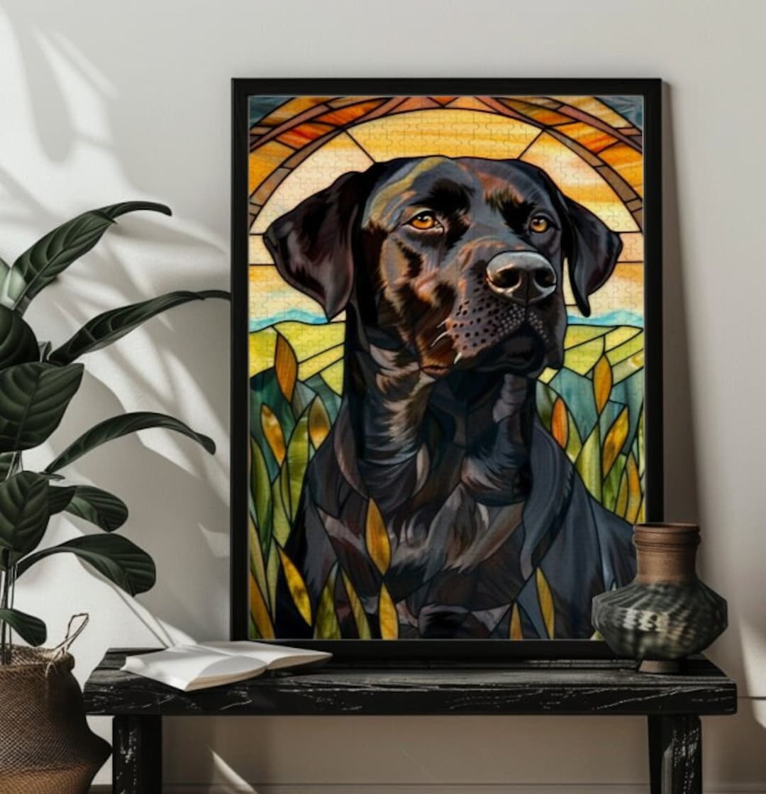 Stained Glass Labrador Retriever Jigsaw Puzzle 300/500/1000 Wood ...