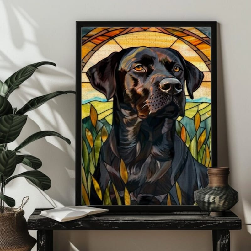 Stained Glass Art Black Lab - Etsy