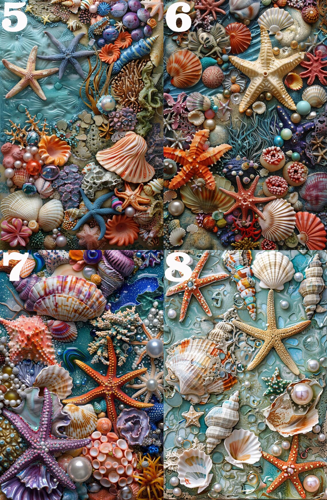 Stained Glass Beach Shells Starfish Jigsaw Puzzle，colorful Starfish ...
