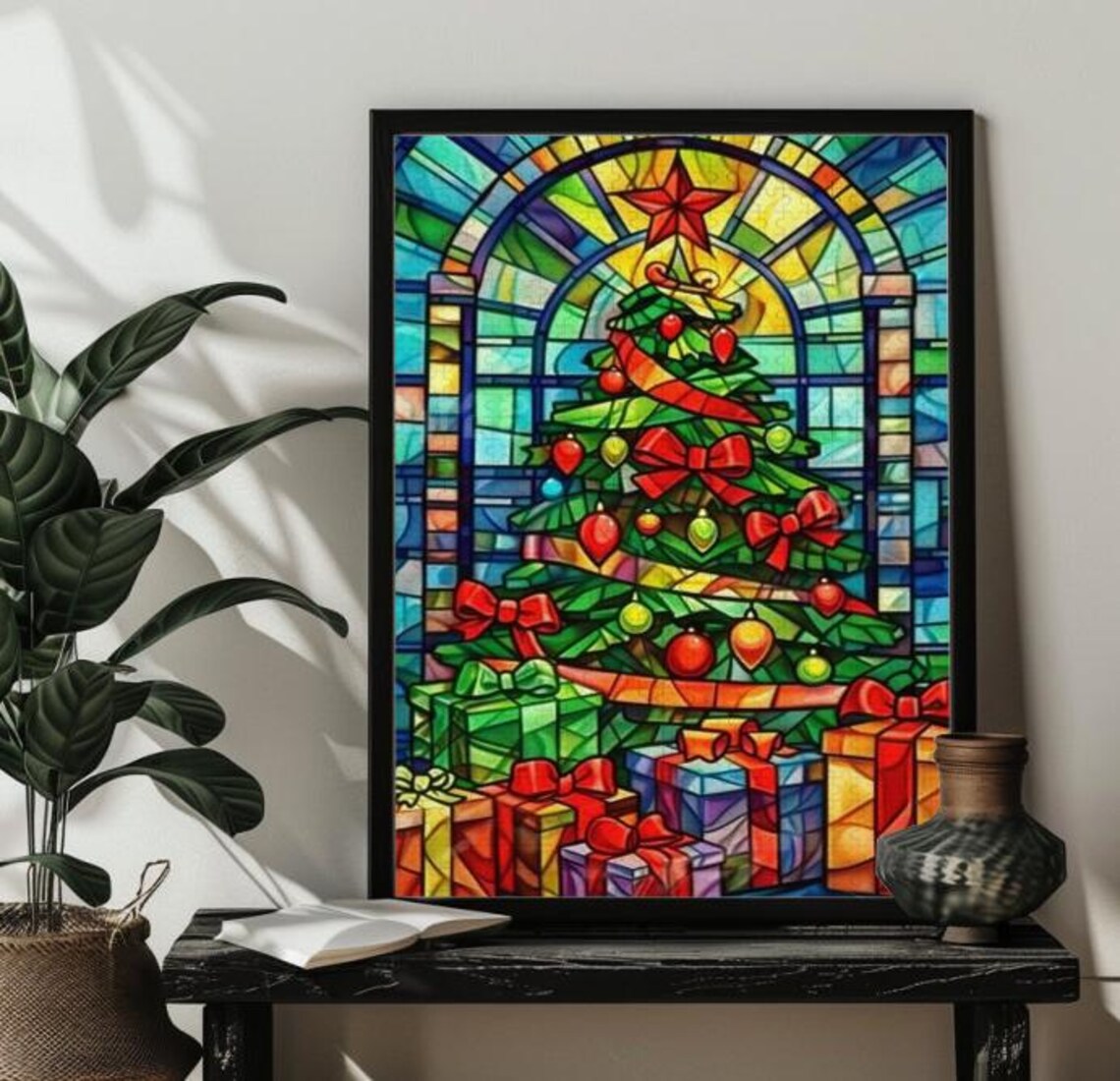 Stained Glass Christmas Tree Jigsaw Puzzles for Adults，christmas Tree ...