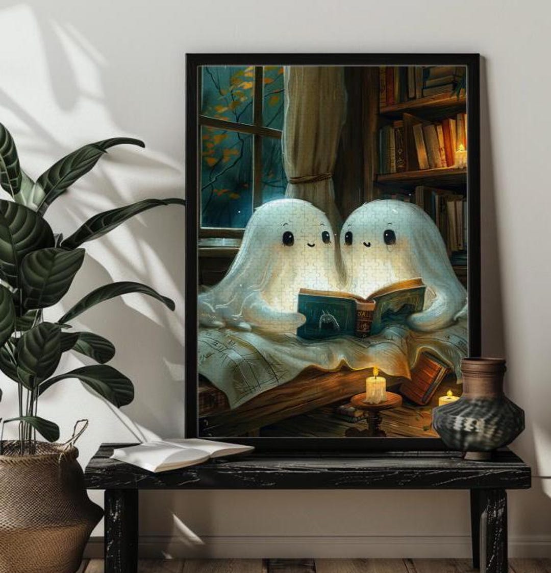 Fall Cute Ghost Reading Halloween Jigsaw Puzzle Art Gift 500/1000 ...
