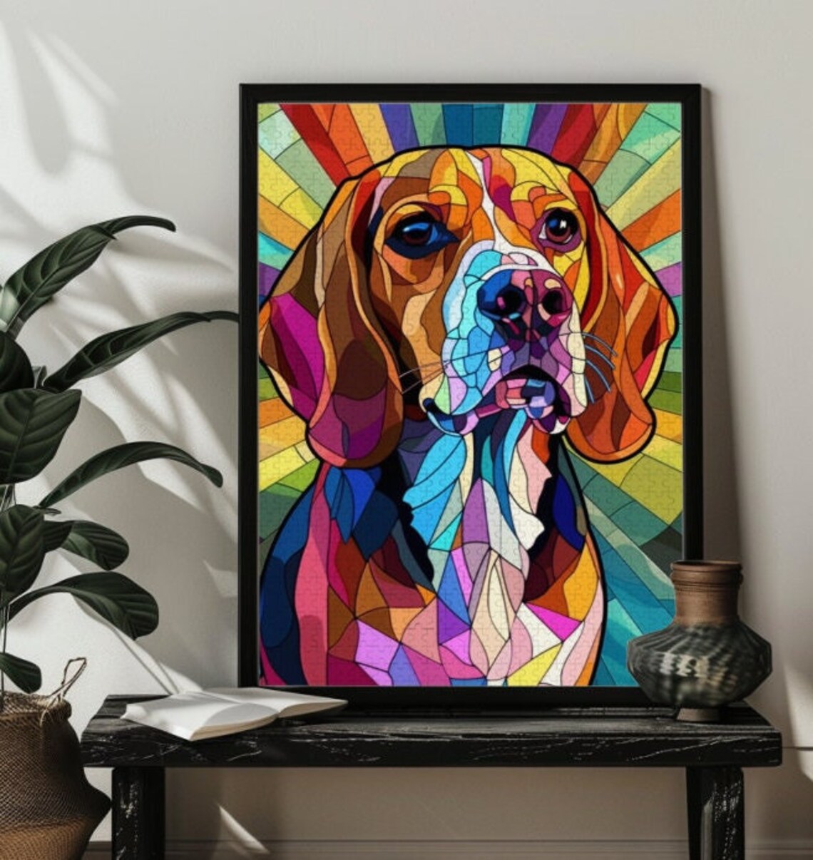 Beagle Dog Stained Glass Jigsaw Puzzle，colorful Beagle Puzzles Art ...