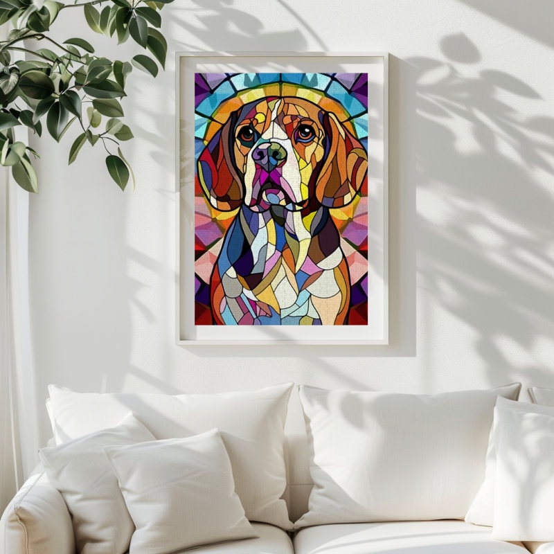 Beagle Dog Stained Glass Jigsaw Puzzle，colorful Beagle Puzzles Art ...
