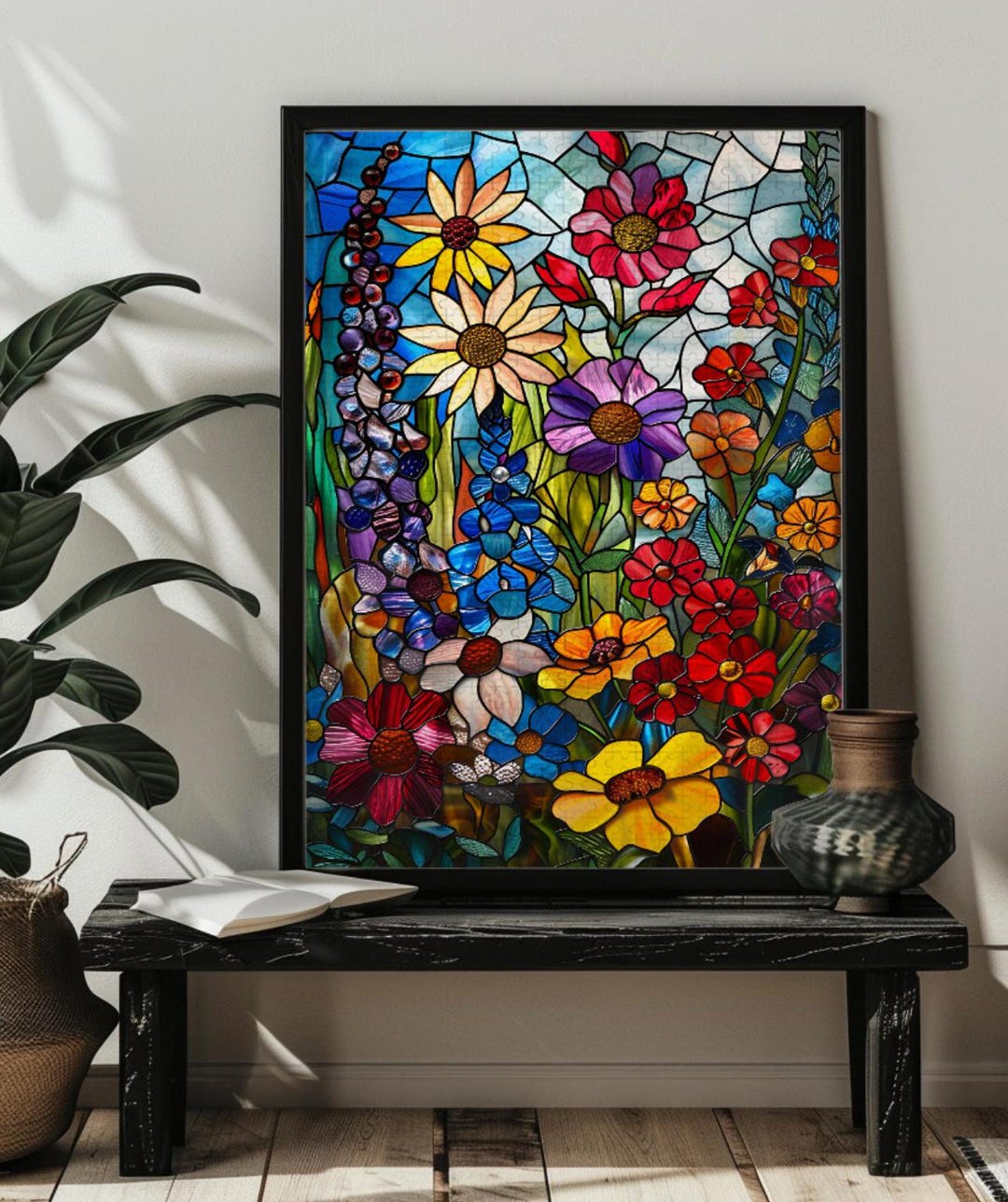 Stained Glass Wildflower Jigsaw Puzzle for Adults 300/500/1000 Floral ...