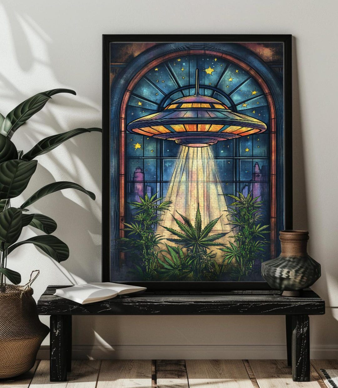Stained Glass UFO Jigsaw Puzzle 200/300/500/1000 UFO Spaceship Puzzles ...