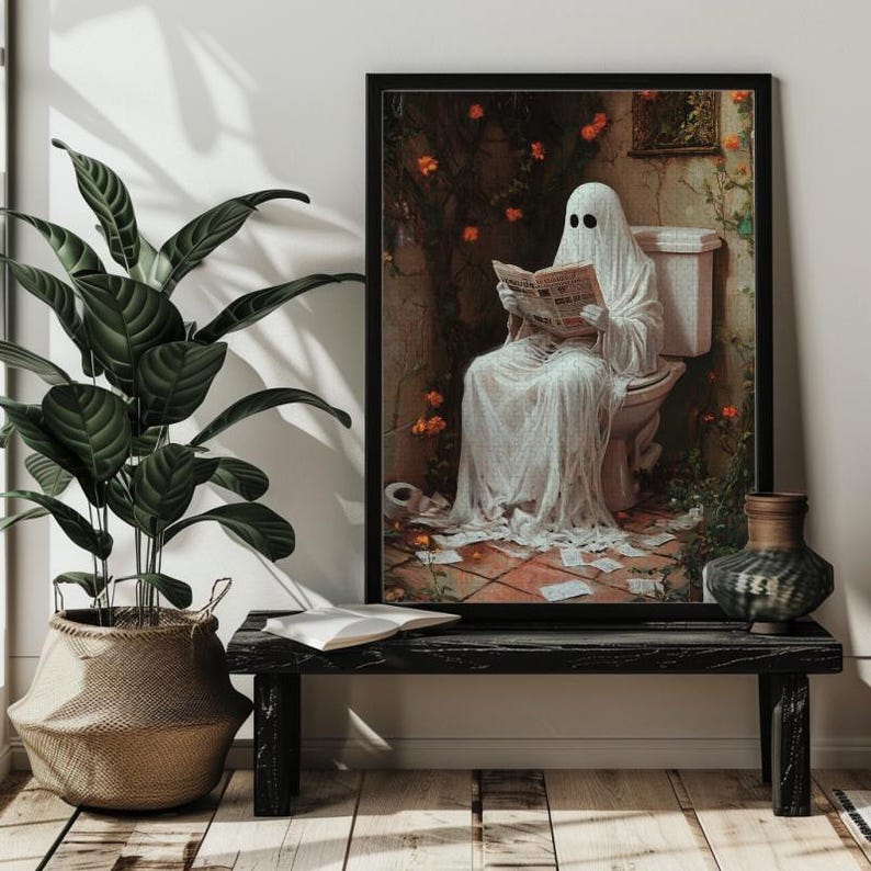 Ghost Reading Newspaper on Toilet Jigsaw Puzzle Gift,300/500/1000 Piece ...